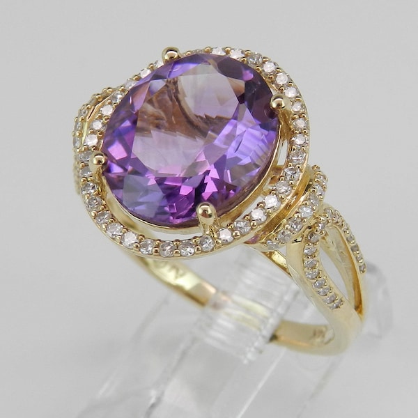 Amethyst and Diamond Engagement Ring - Etsy