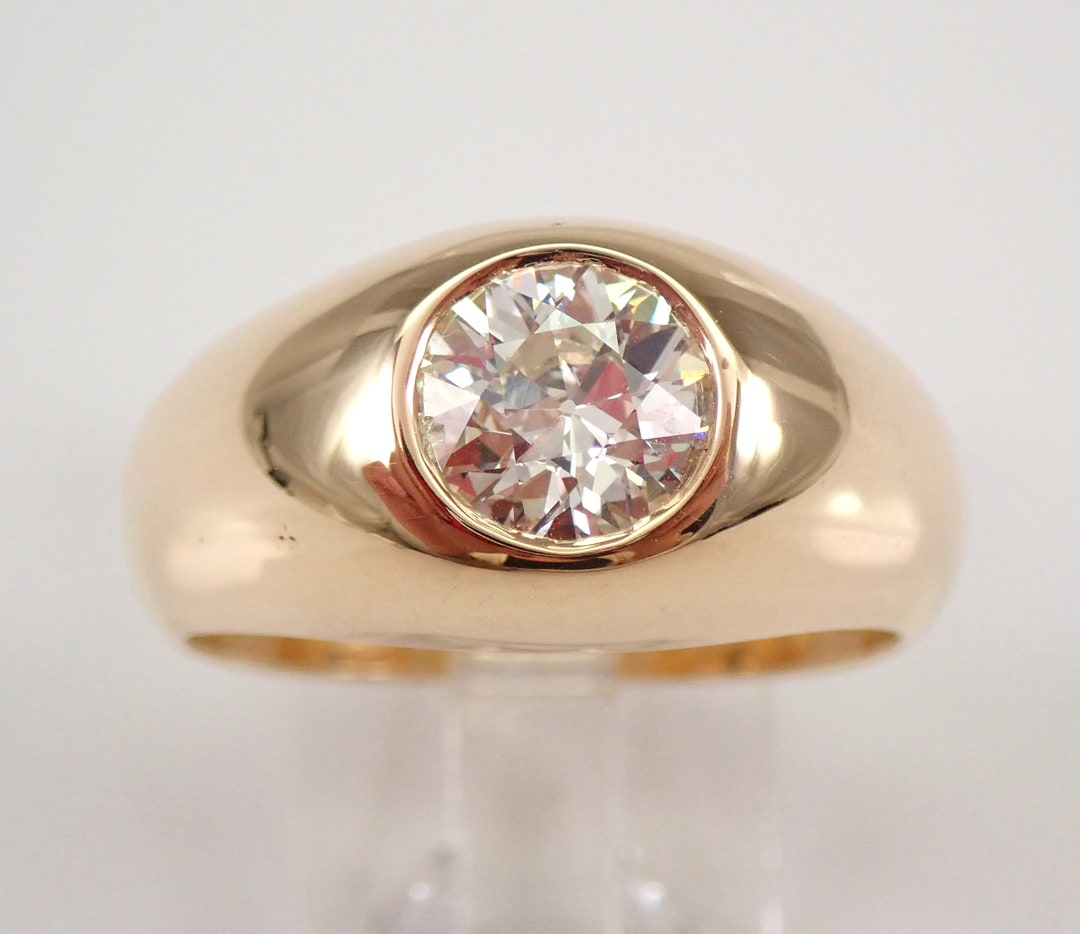 1.30ct Old Miner Diamond Ring - 14k Yellow Gold Solitaire Band - 50s ...