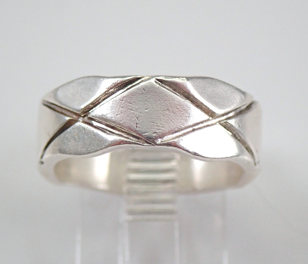 Vintage Sterling Silver Wedding Band, Antique Silver Anniversary Ring ...