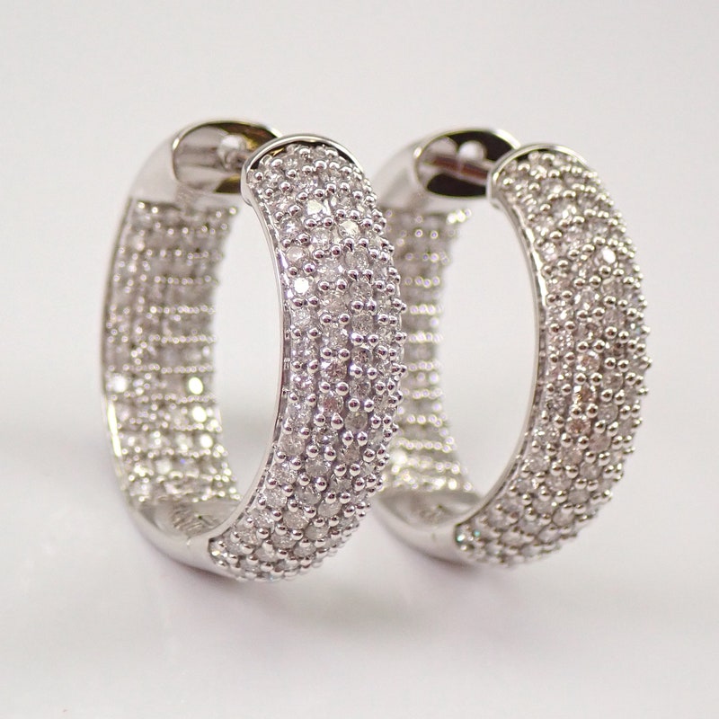 Diamond Hoop Earrings - Etsy