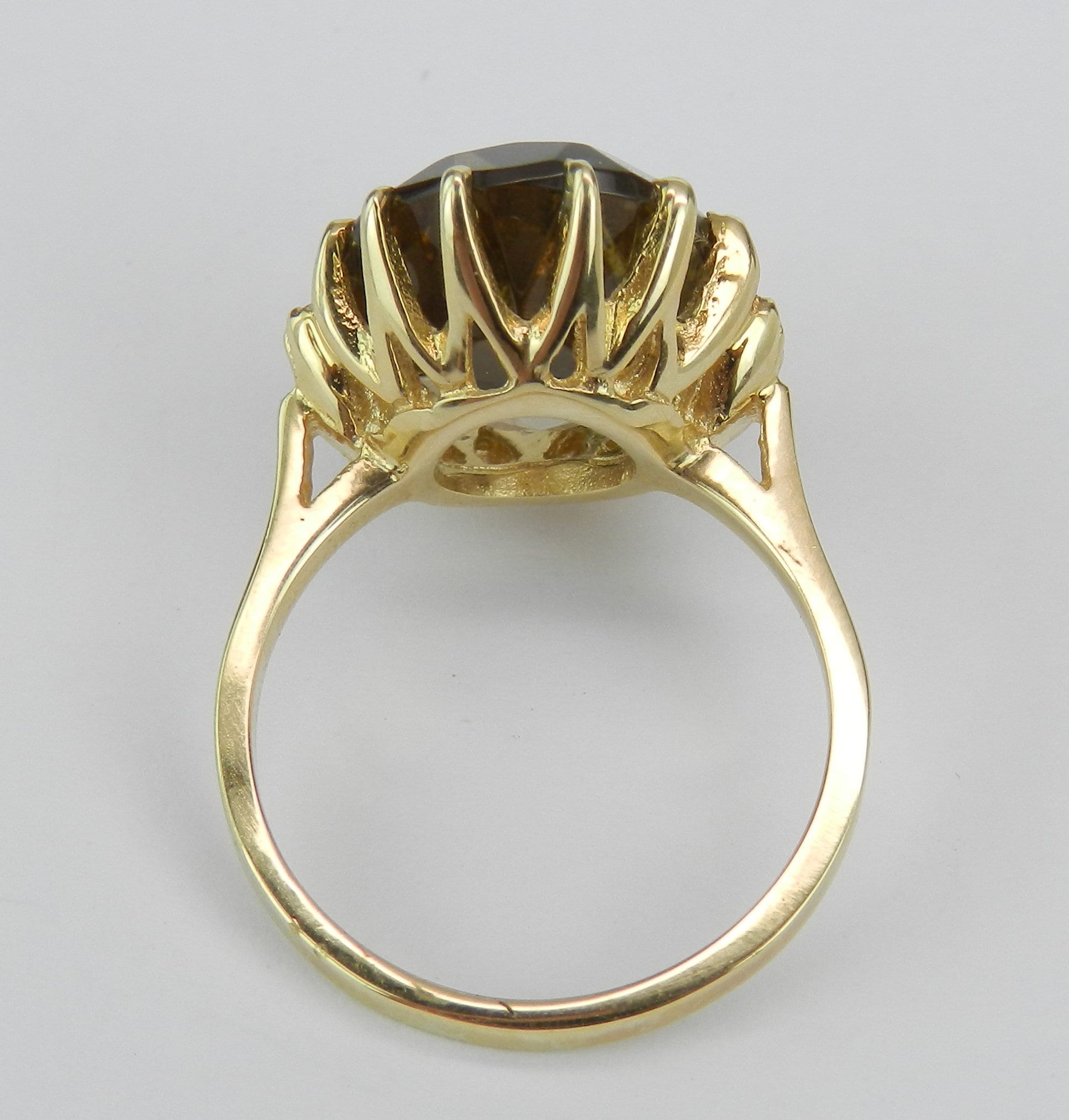 Diamond and Smokey Topaz Engagement Ring Estate Vintage Ring 14K Yellow ...