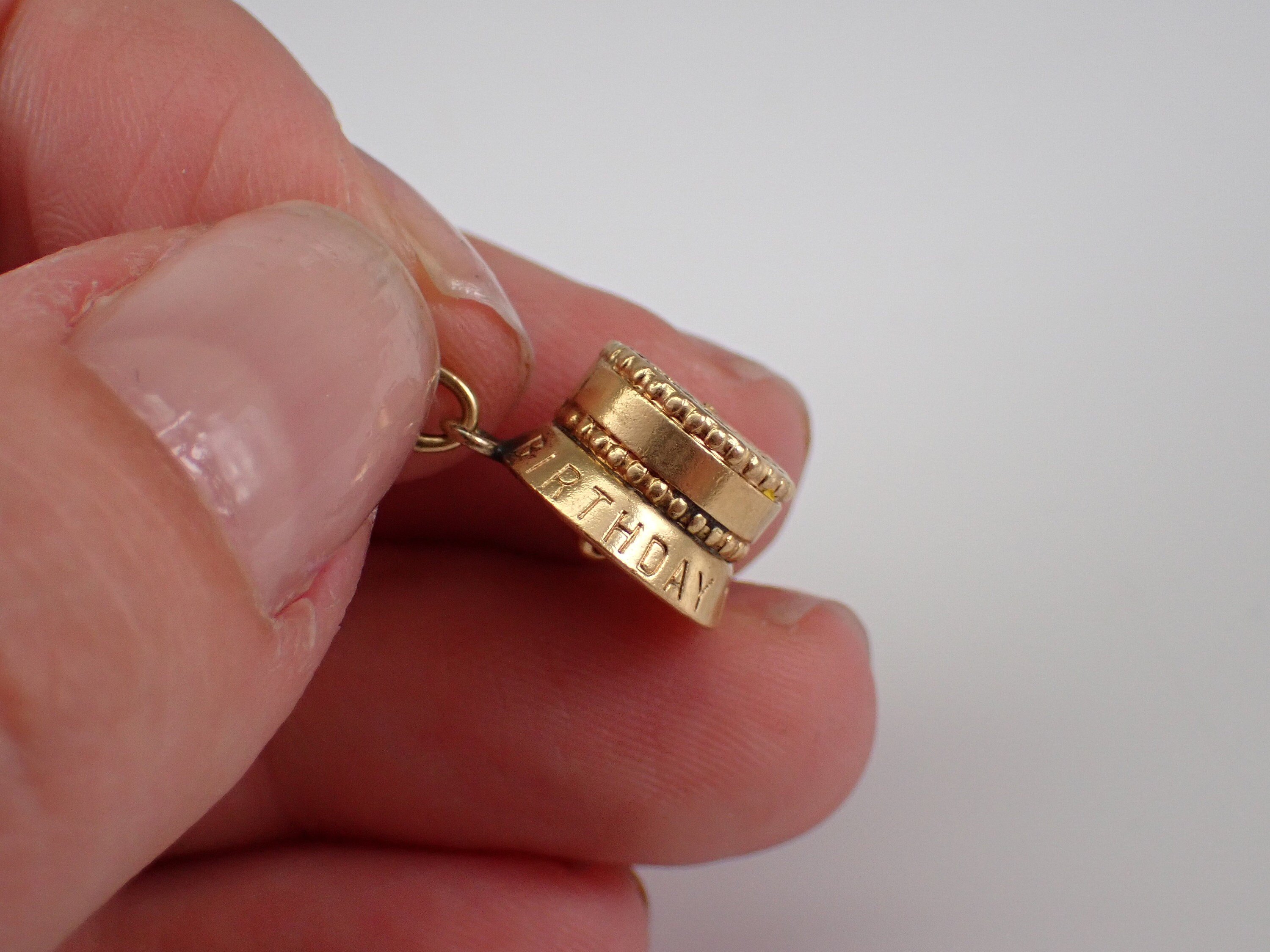 Vintage 14K Yellow Gold Birthday Cake Charm, Unique Birth Day Candles ...