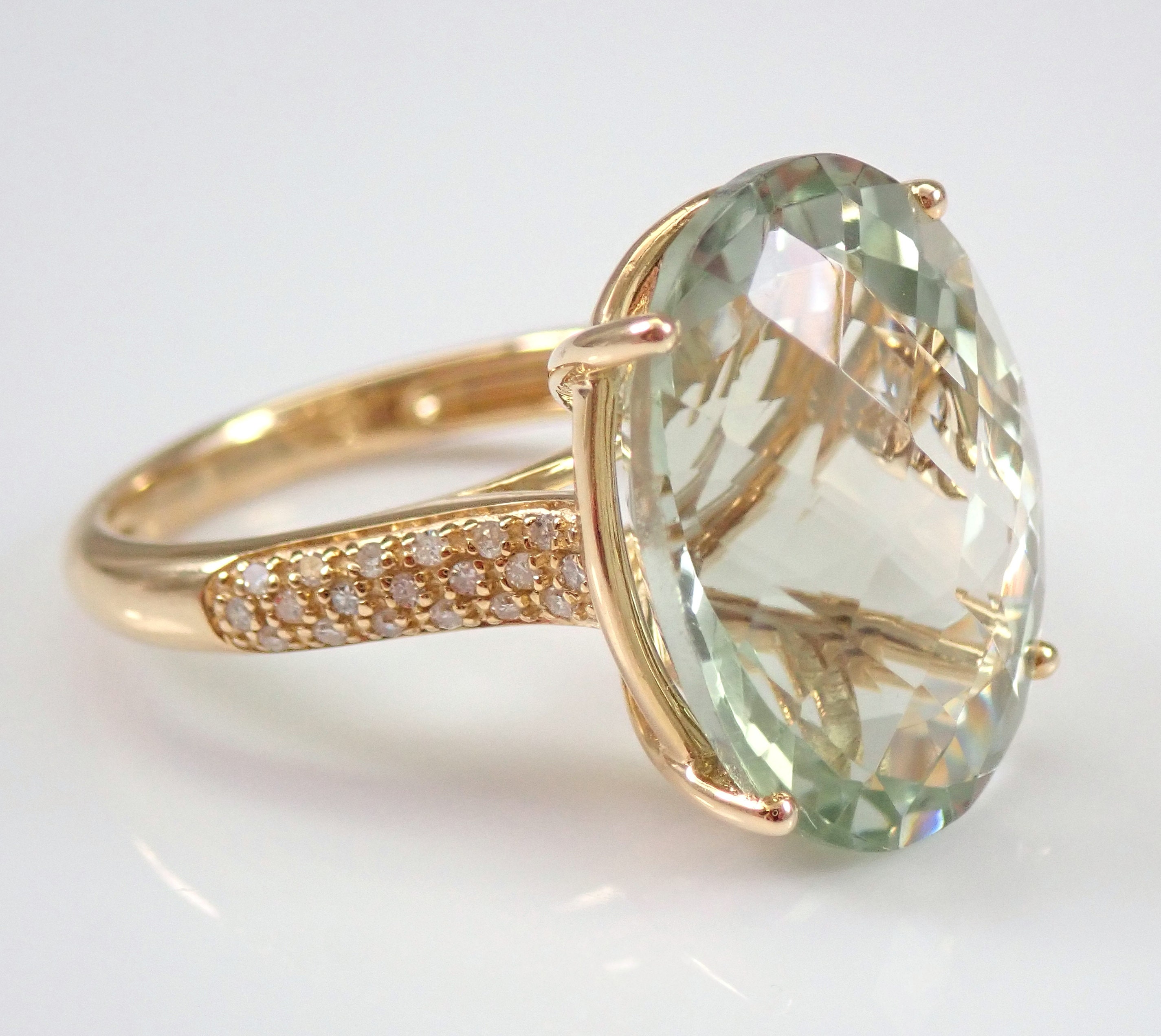 Prasiolite Ring Green Amethyst Ring Solid Gold Engagement Ring 14K ...