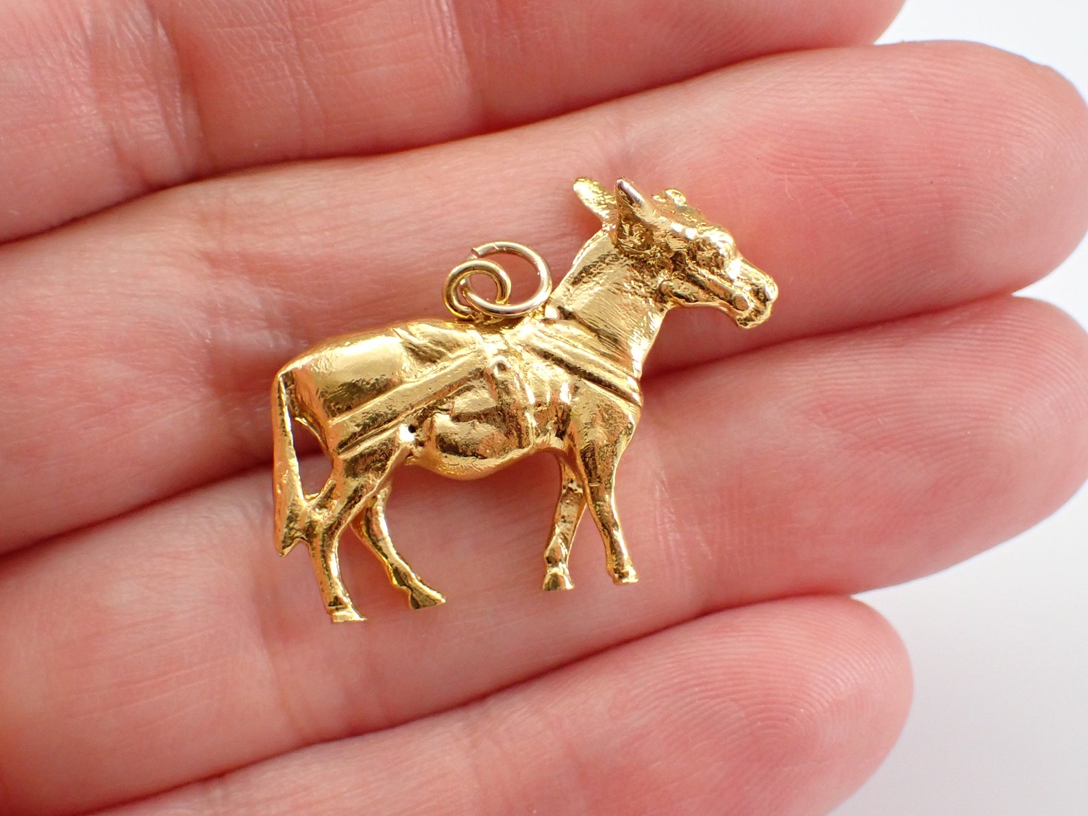 Vintage 18K Yellow Gold DONKEY Charm - Antique Adorable Estate Mule ...