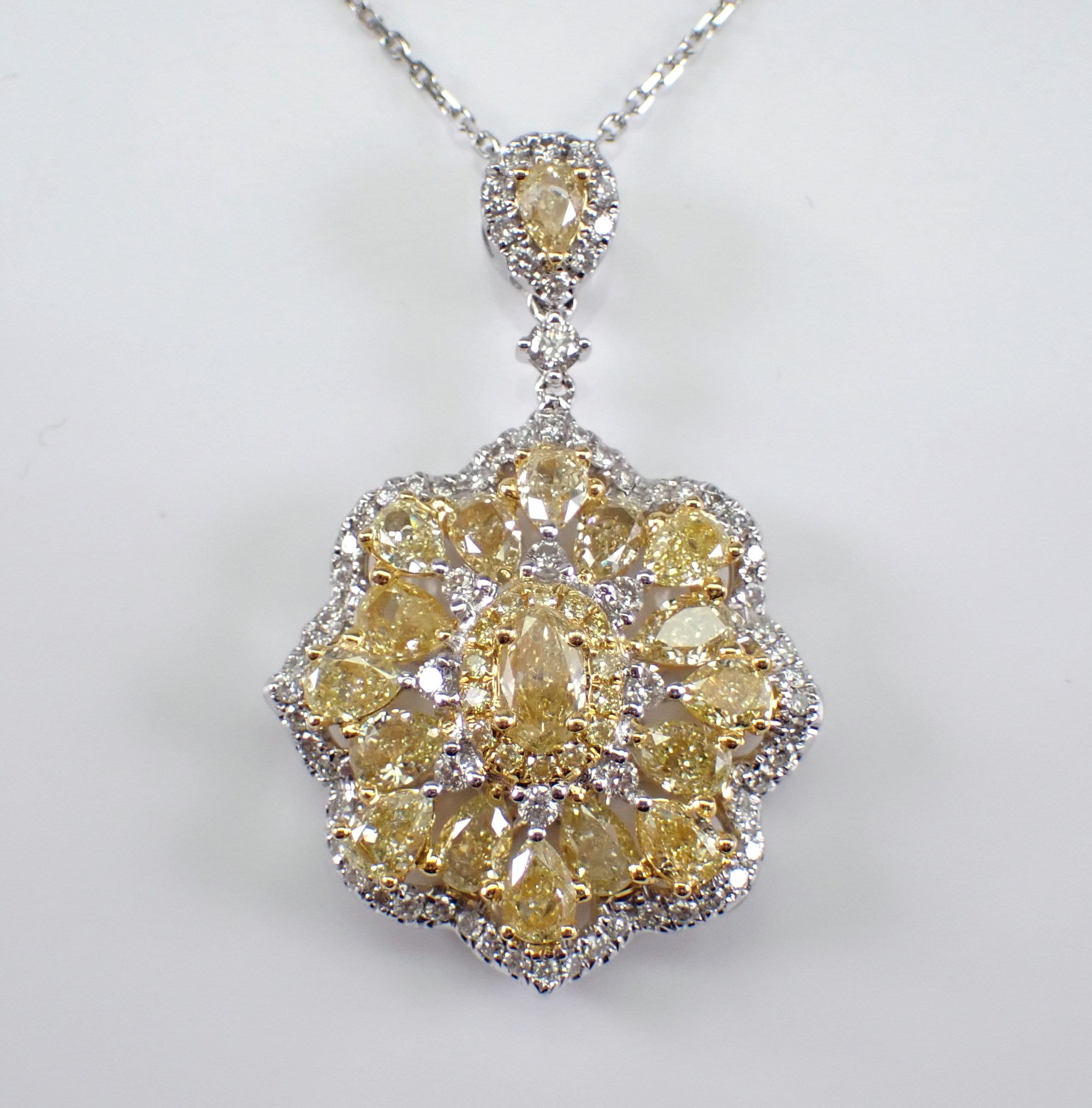 Yellow Canary Diamond Necklace - 18k Multi Tone Gold Station Chain ...