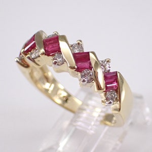 14k Yellow Gold Ruby and Diamond Ring - Stacking Wedding Anniversary ...