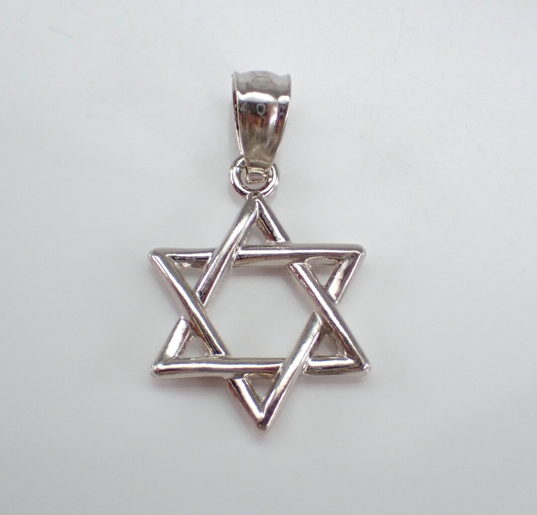 14K White Gold Mini Star of David Charm Pendant Estate Jewish Religion ...