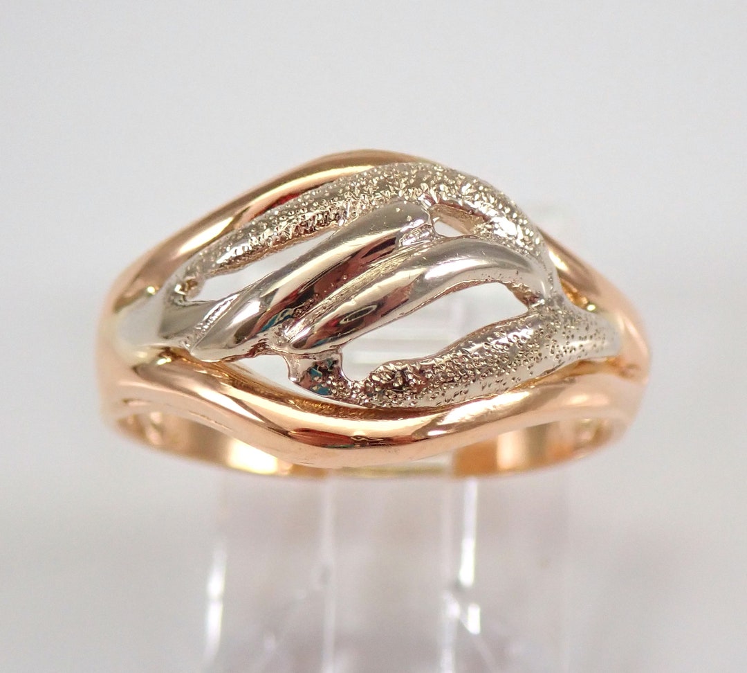 Unique Vintage 18K Gold Ring 50s Two Tone Gold Crossover - Etsy