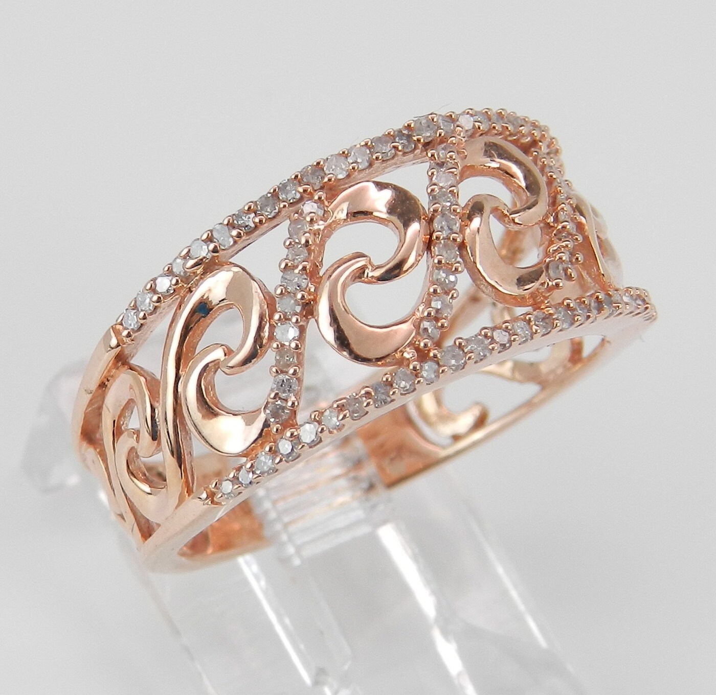 Rose Gold Diamond Anniversary Band Wedding Ring Size 6.75 FREE Sizing