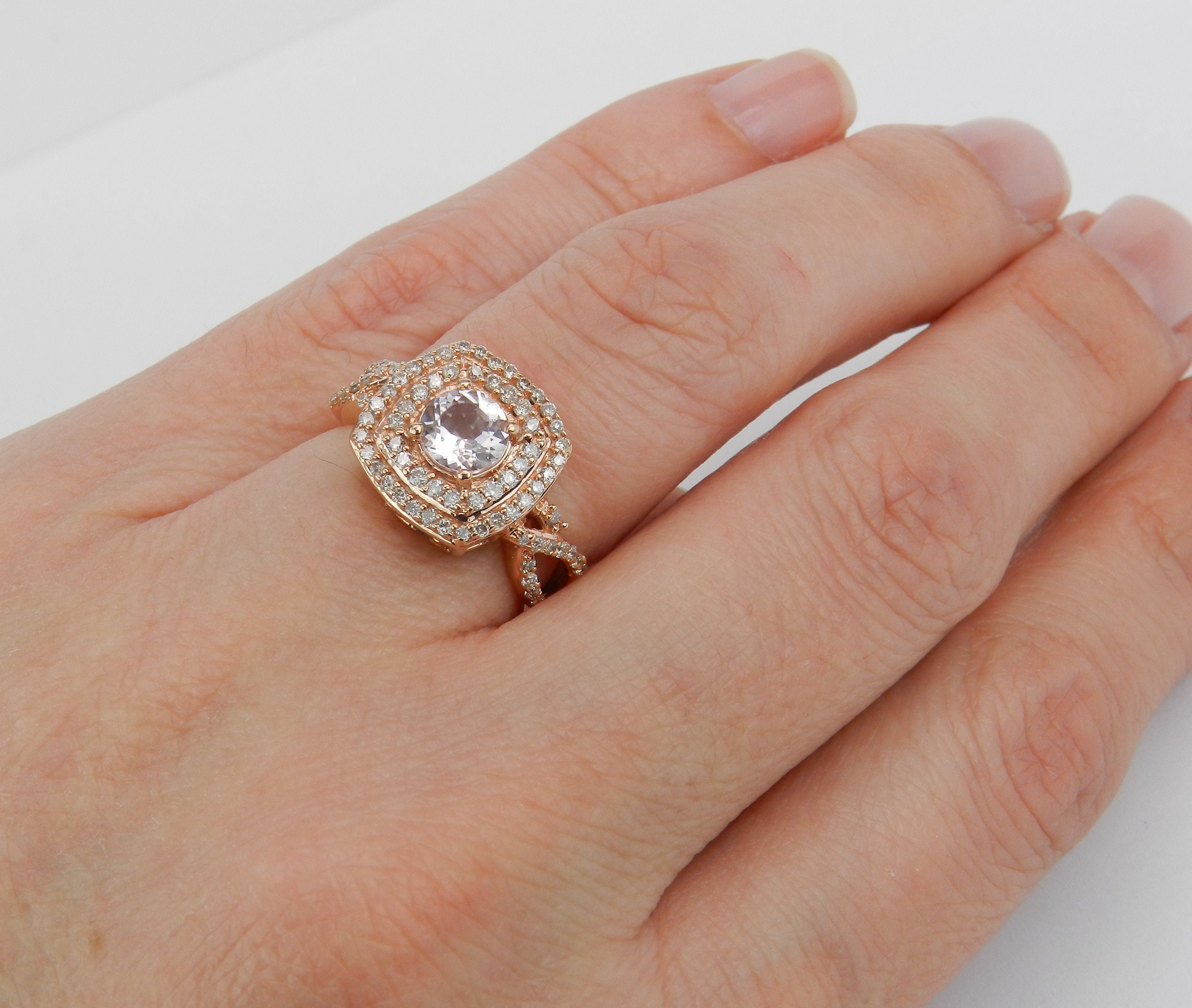Morganite Engagement Ring Morganite And Diamond Double Halo Engagement