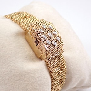 Antique Diamond Watch Bracelet - Vintage 14K Yellow Gold ELOGA ...