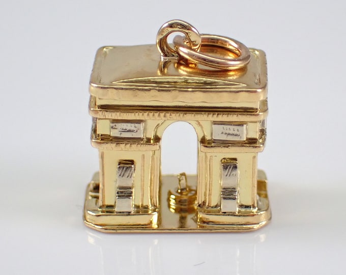 Vintage 14K Yellow Gold Arc De Triomphe Charm, Unique French ...