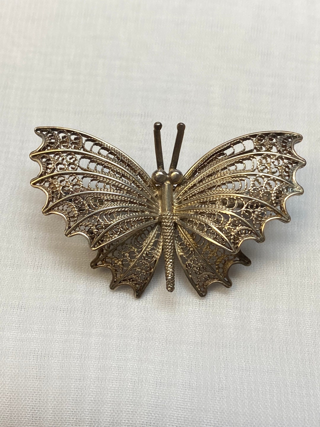 Vintage Sterling Silver Butterfly Brooch, Filigree Silver Fine Jewelry ...