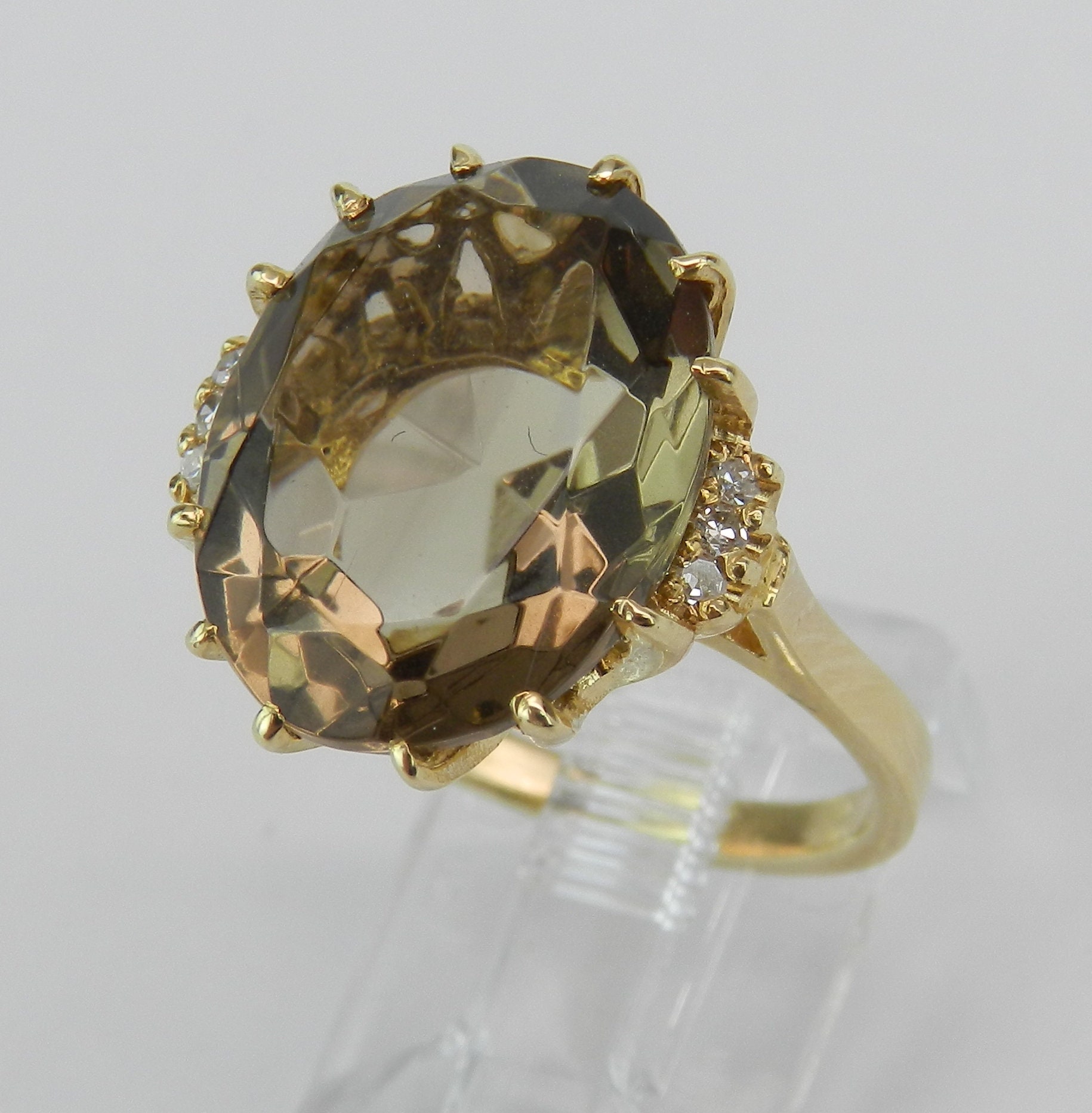 Diamond and Smokey Topaz Engagement Ring Estate Vintage Ring 14K Yellow ...
