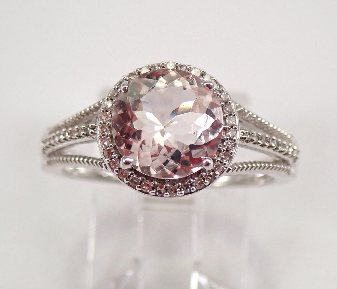 Pink Morganite Engagement Ring White Gold Bridal Fine Jewelry Dainty ...