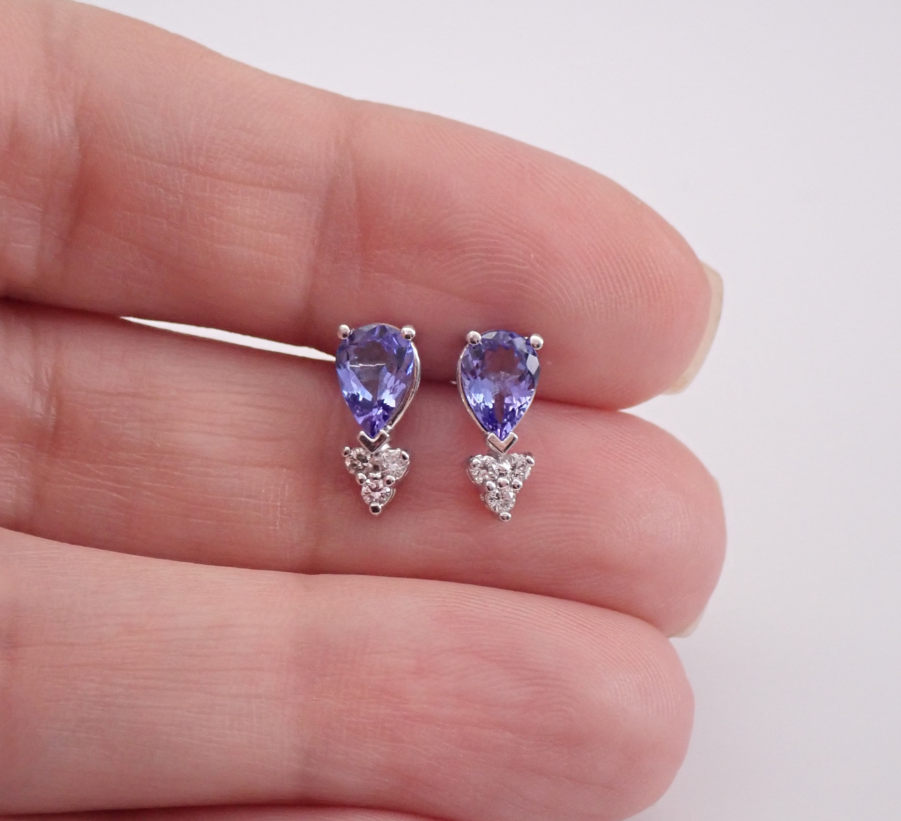 Tanzanite and Diamond Stud Earrings Wedding Studs 14K White Gold Pear ... Tanzanite and Diamond Stud Earrings Wedding Studs 14K White Gold Pear ...