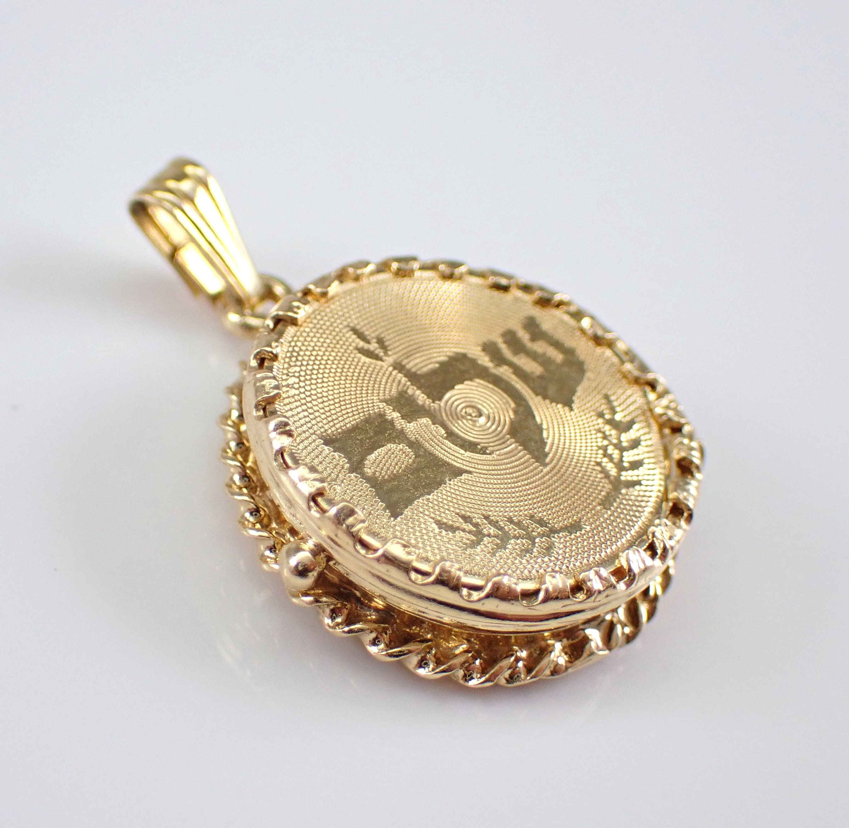 Vintage 14K Yellow Gold Jewish Locket Charm Pendant - Shalom Judaica ...
