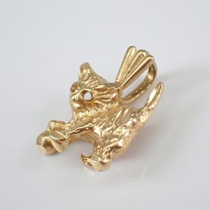 Vintage 14K Yellow Gold Cat Charm Pendant Adorable Kitten Jewelry Gift ...