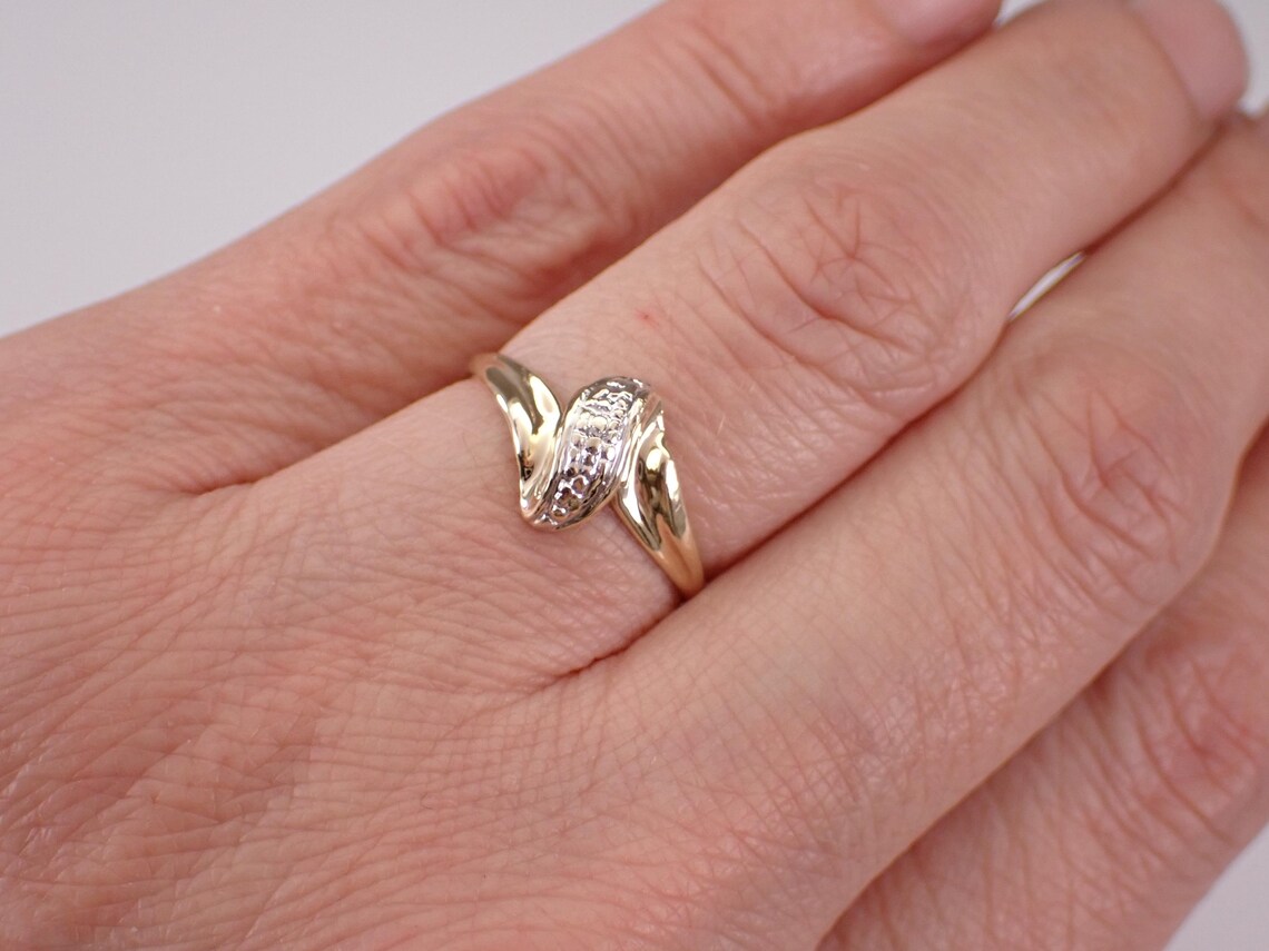 Vintage Yellow Gold Diamond Pinky Ring - Unique Dainty Estate Bypass ...