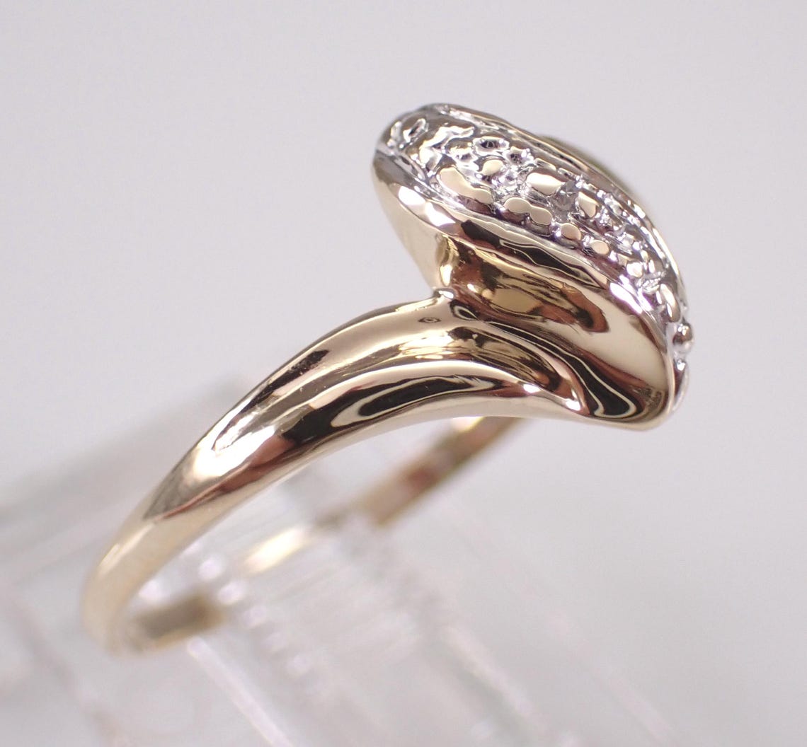 Vintage Yellow Gold Diamond Pinky Ring - Unique Dainty Estate Bypass ...