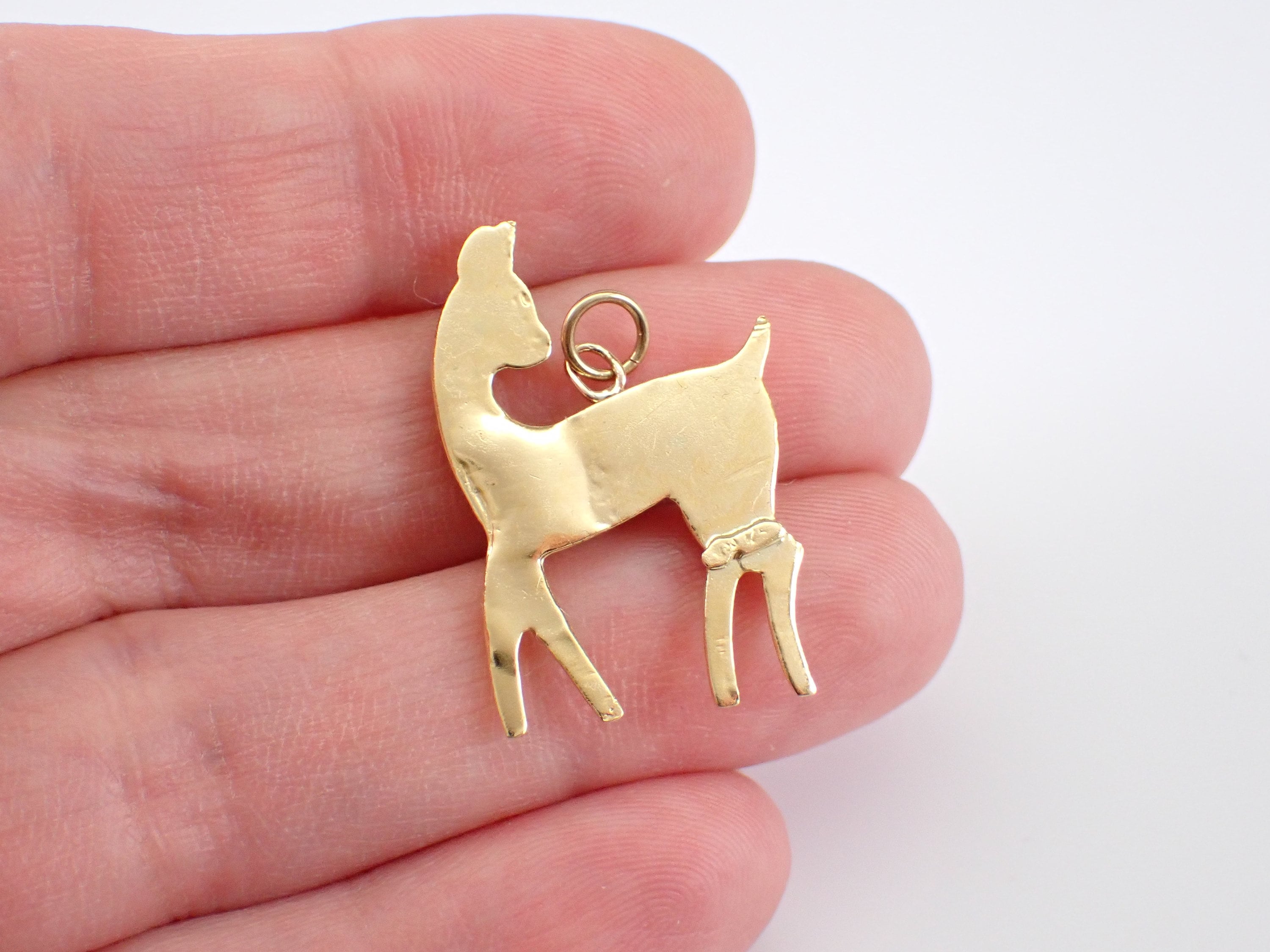 Vintage 14K Yellow Gold Deer Charm, Adorable Stag Doe Pendant for ...