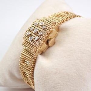 Antique Diamond Watch Bracelet - Vintage 14K Yellow Gold ELOGA ...