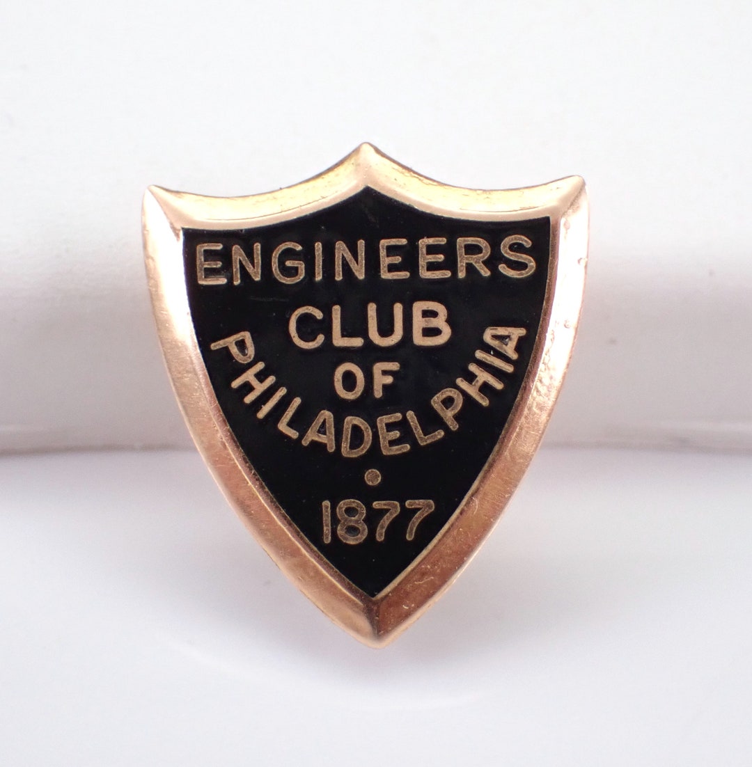 Vintage Yellow Gold Enamel Pin - Antique Engineers Club of Philadelphia ...