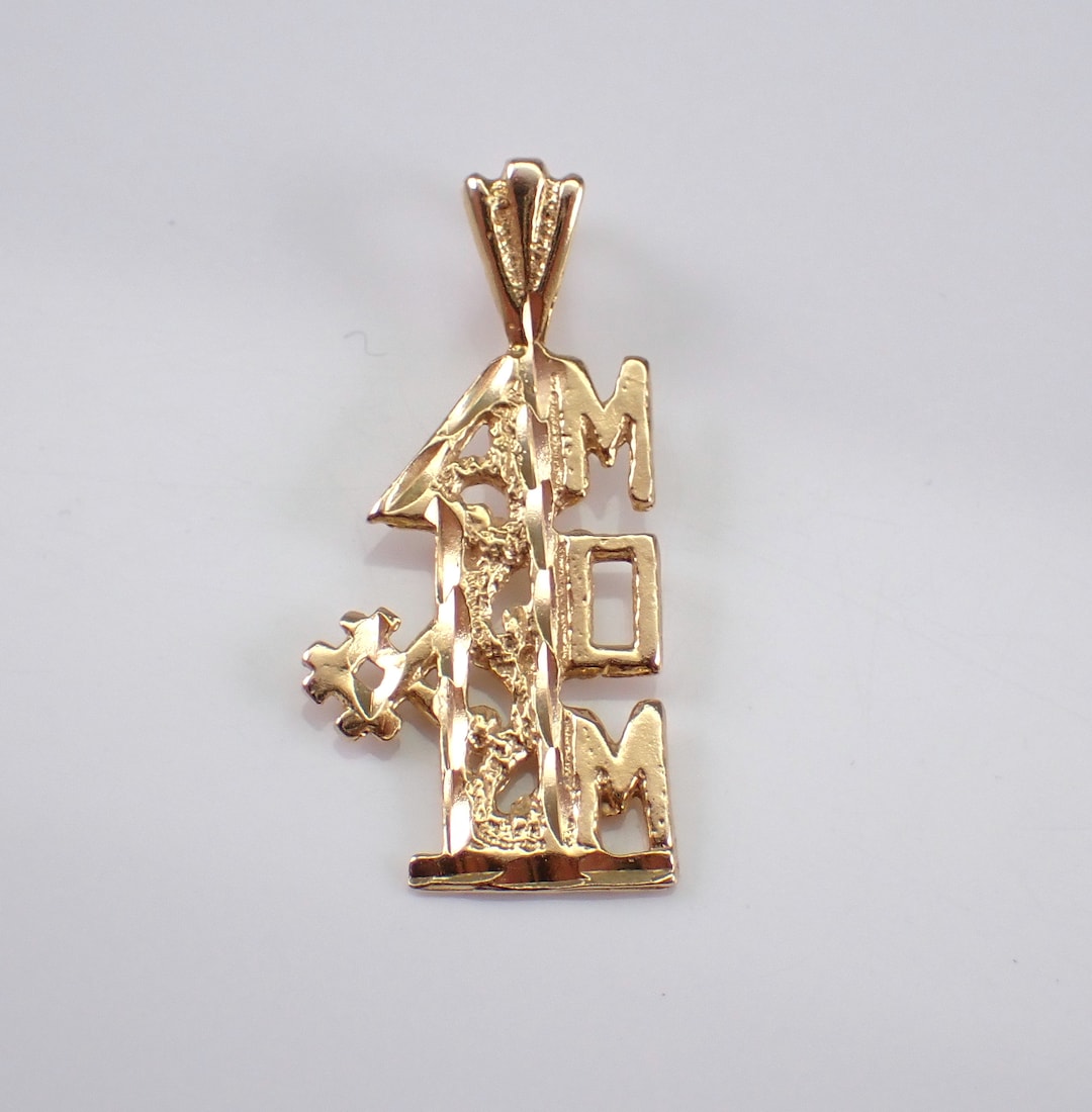 Vintage 14K Yellow Gold Number 1 MOM Charm Special Small Jewelry Gift ...