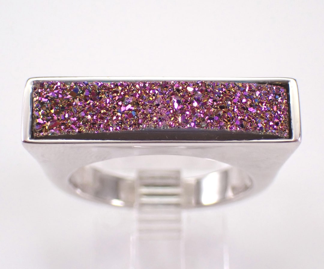 Vintage Sterling Silver Druzy Ring: Estate Unique Stackable Band - Etsy