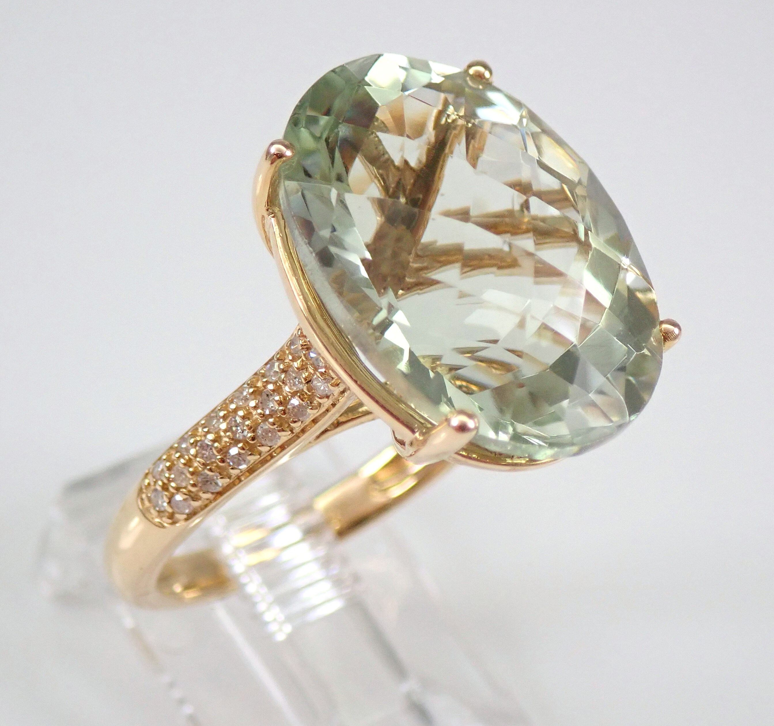 Prasiolite Ring Green Amethyst Ring Solid Gold Engagement Ring 14K ...