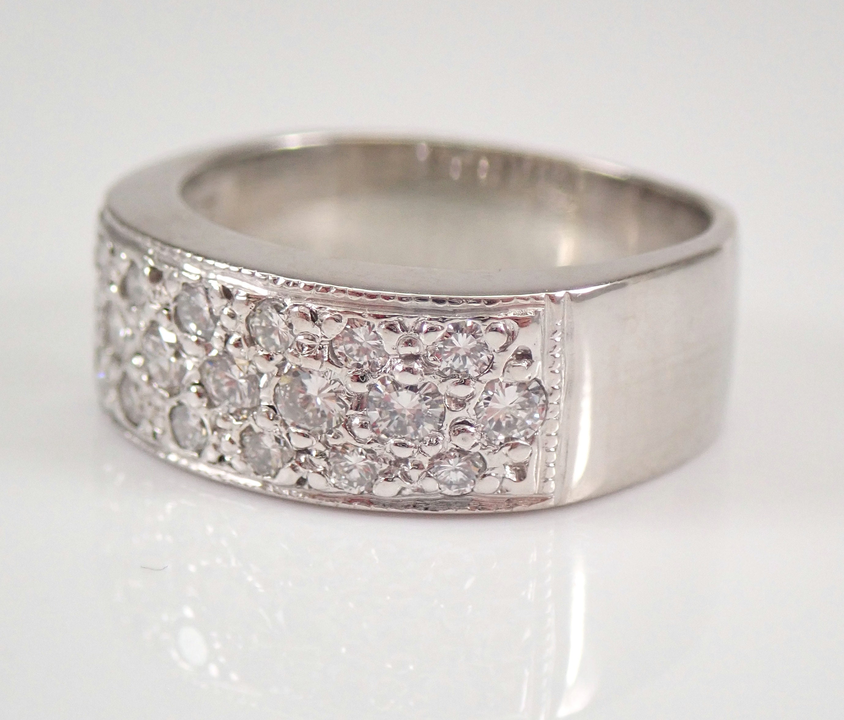 Vintage Estate Platinum Diamond Wedding Ring Anniversary Band Size 4.25 Vintage Estate Platinum Diamond Wedding Ring Anniversary Band Size 4.25