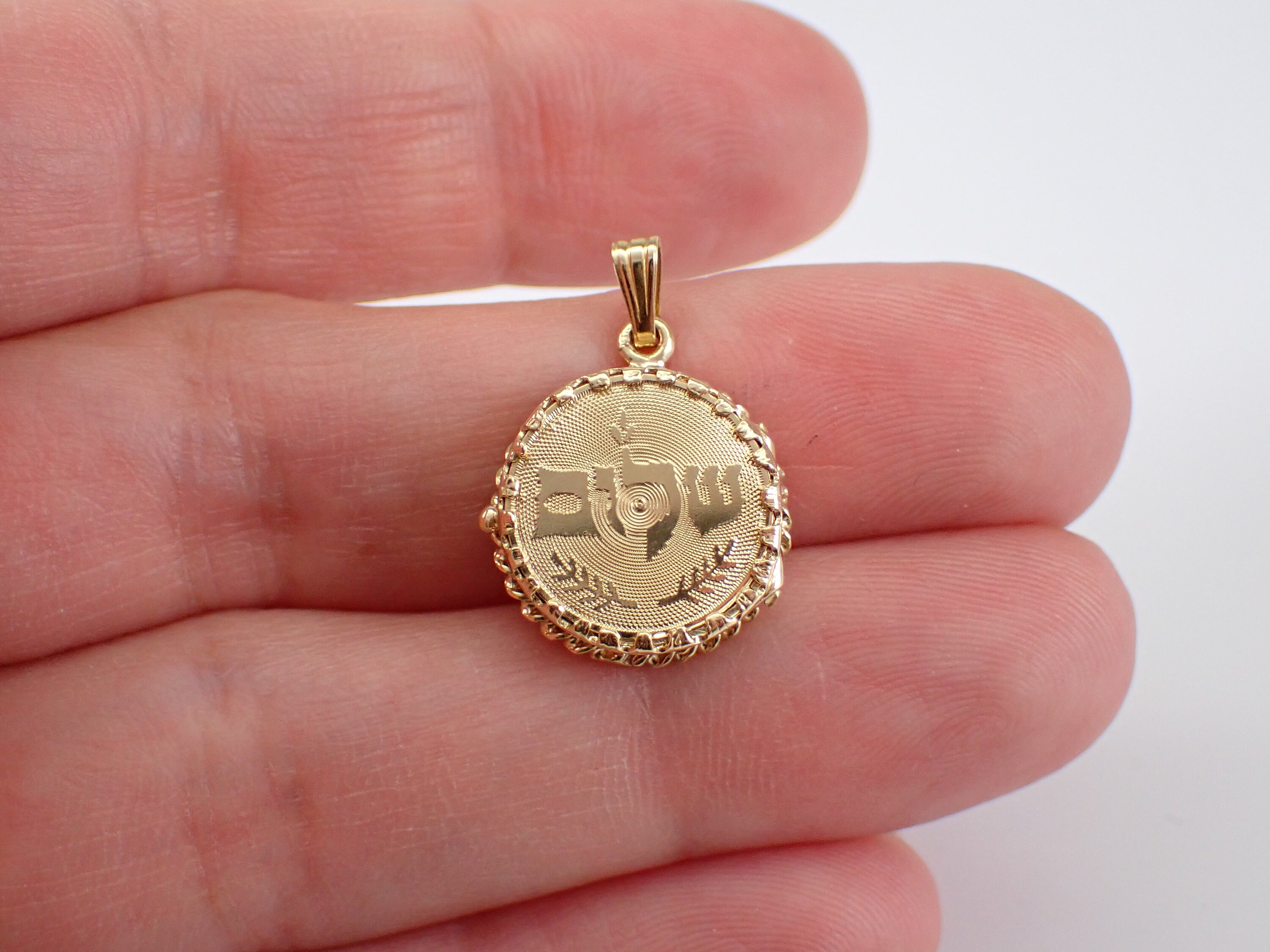 Vintage 14K Yellow Gold Jewish Locket Charm Pendant - Shalom Judaica ...