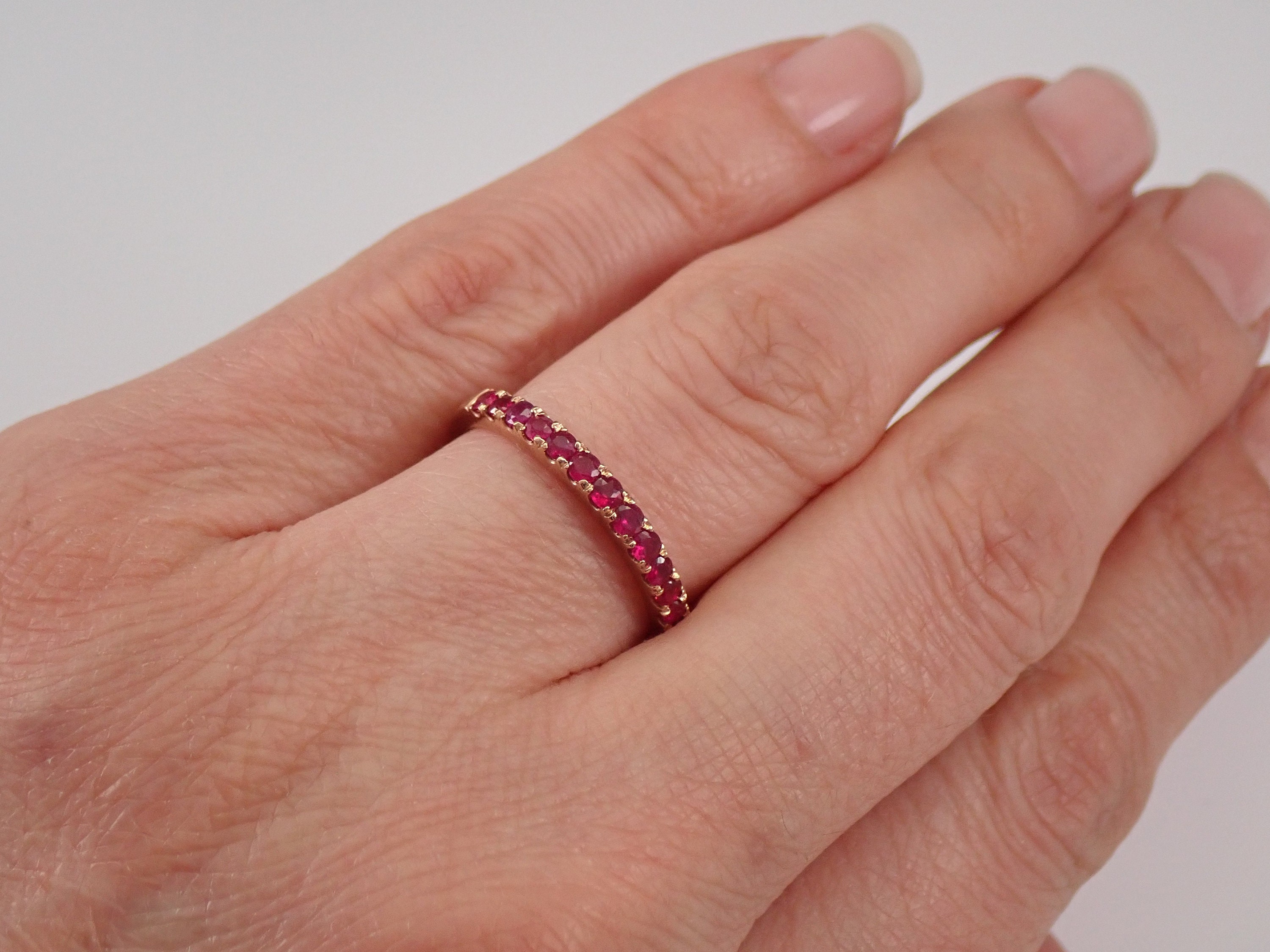 Ruby Wedding Ring Anniversary Band Stackable Rose Gold Size 7.25 July ...