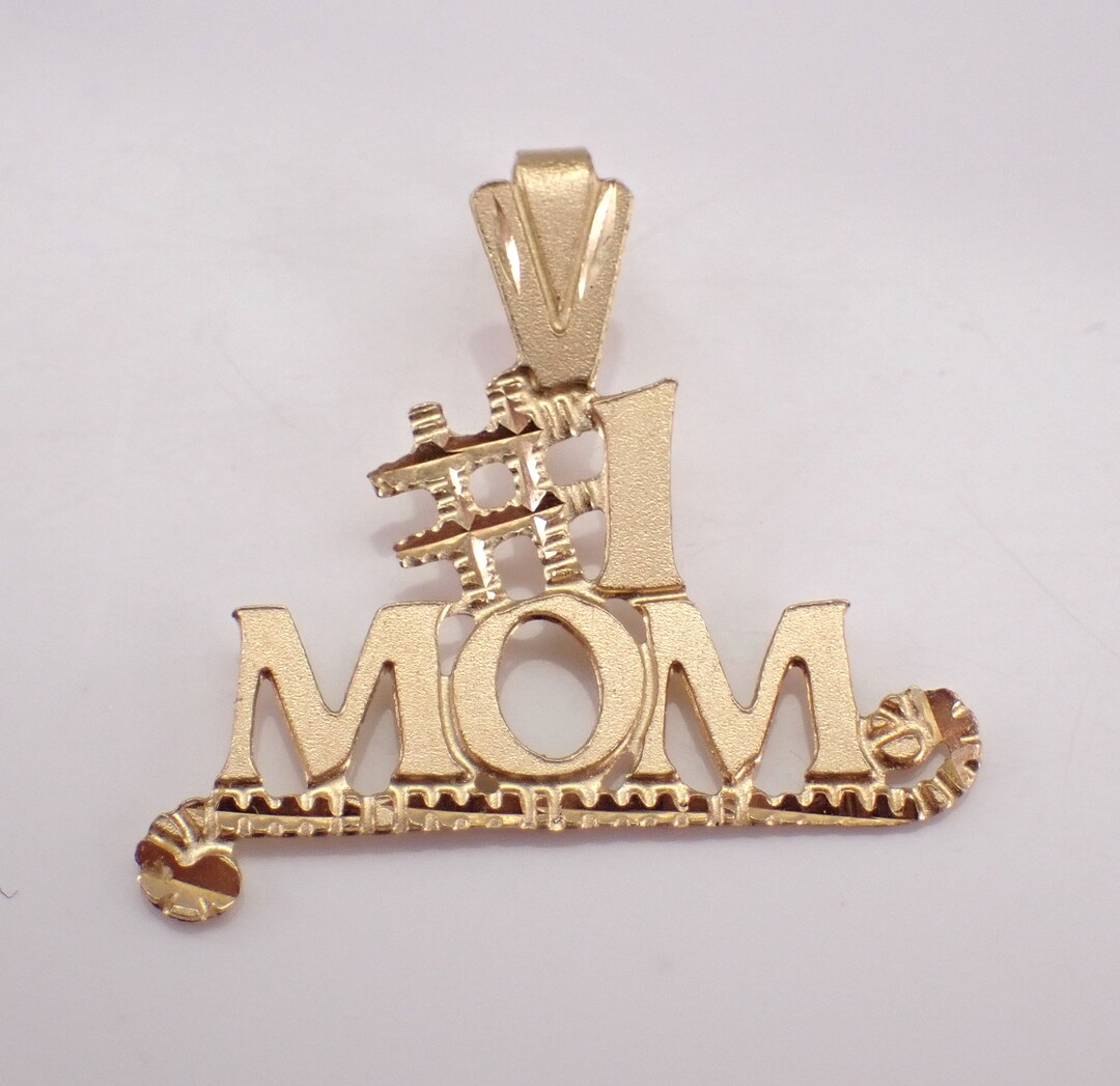Vintage 14K Yellow Gold Number 1 MOM Charm - Special Dainty Jewelry ...