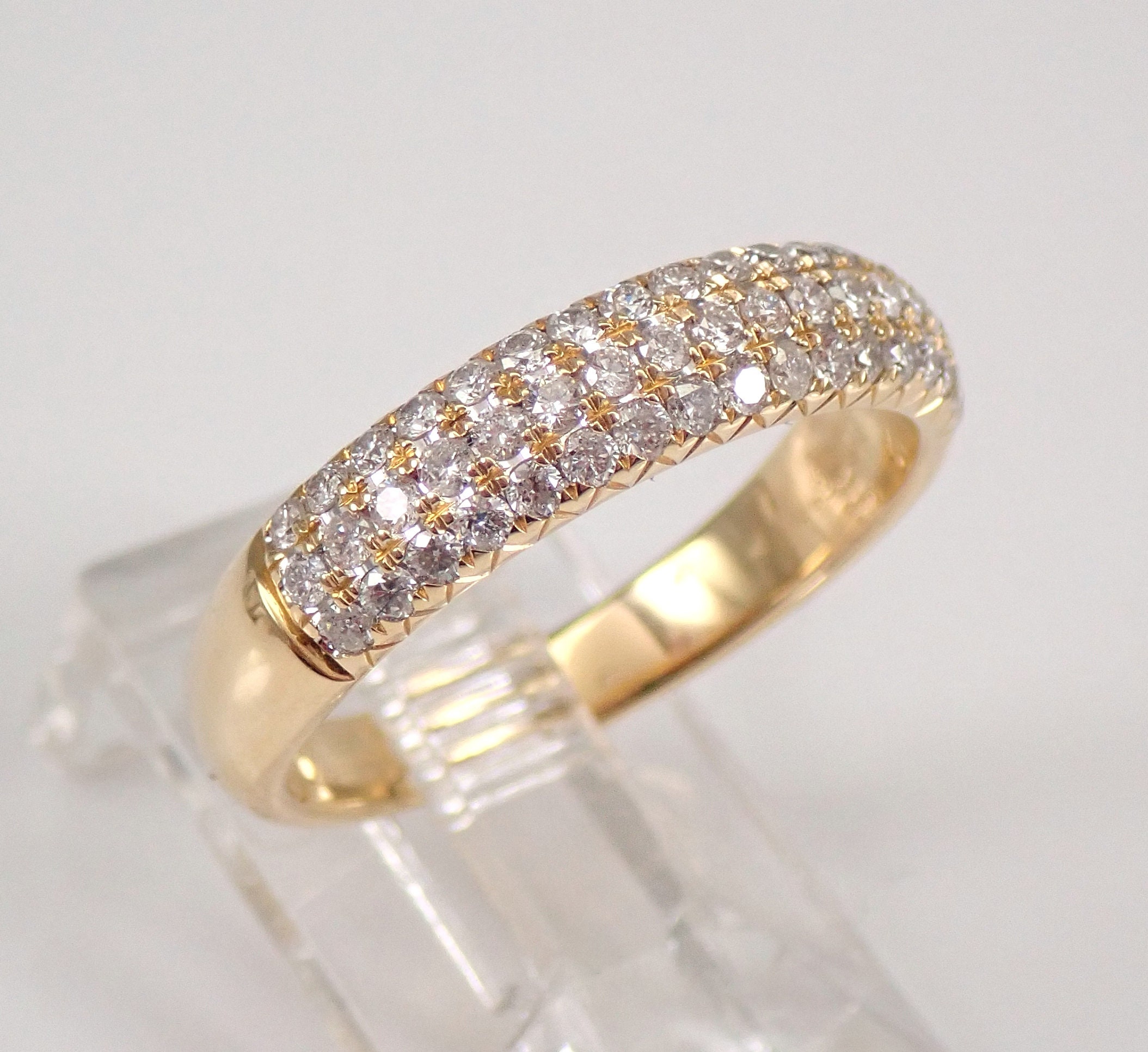 14K Yellow Gold Pave Set Diamond Wedding Ring Anniversary Band ...
