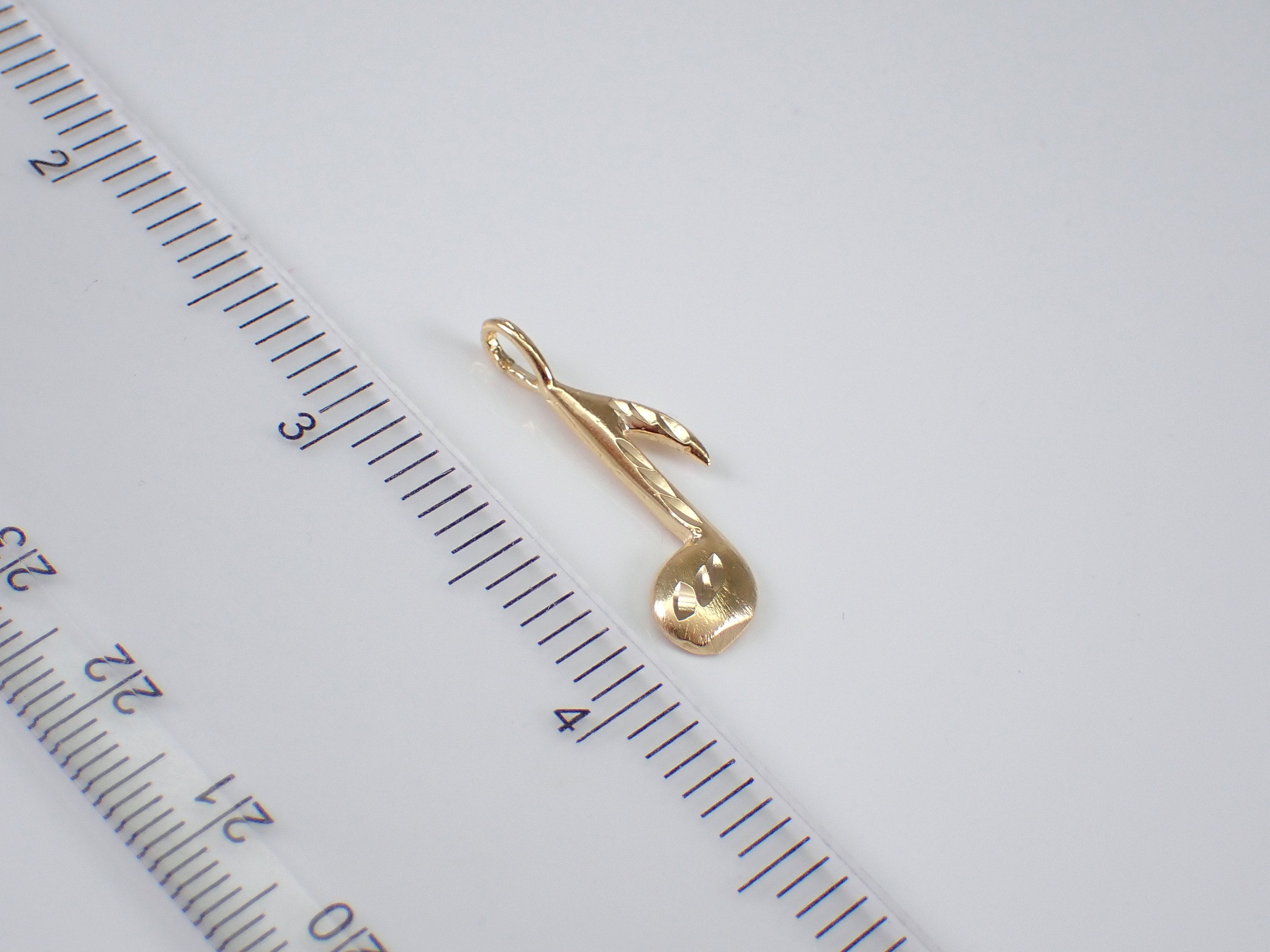 Vintage 14K Yellow Gold Music Symbol Charm, Eight Note Quaver Pendant ...