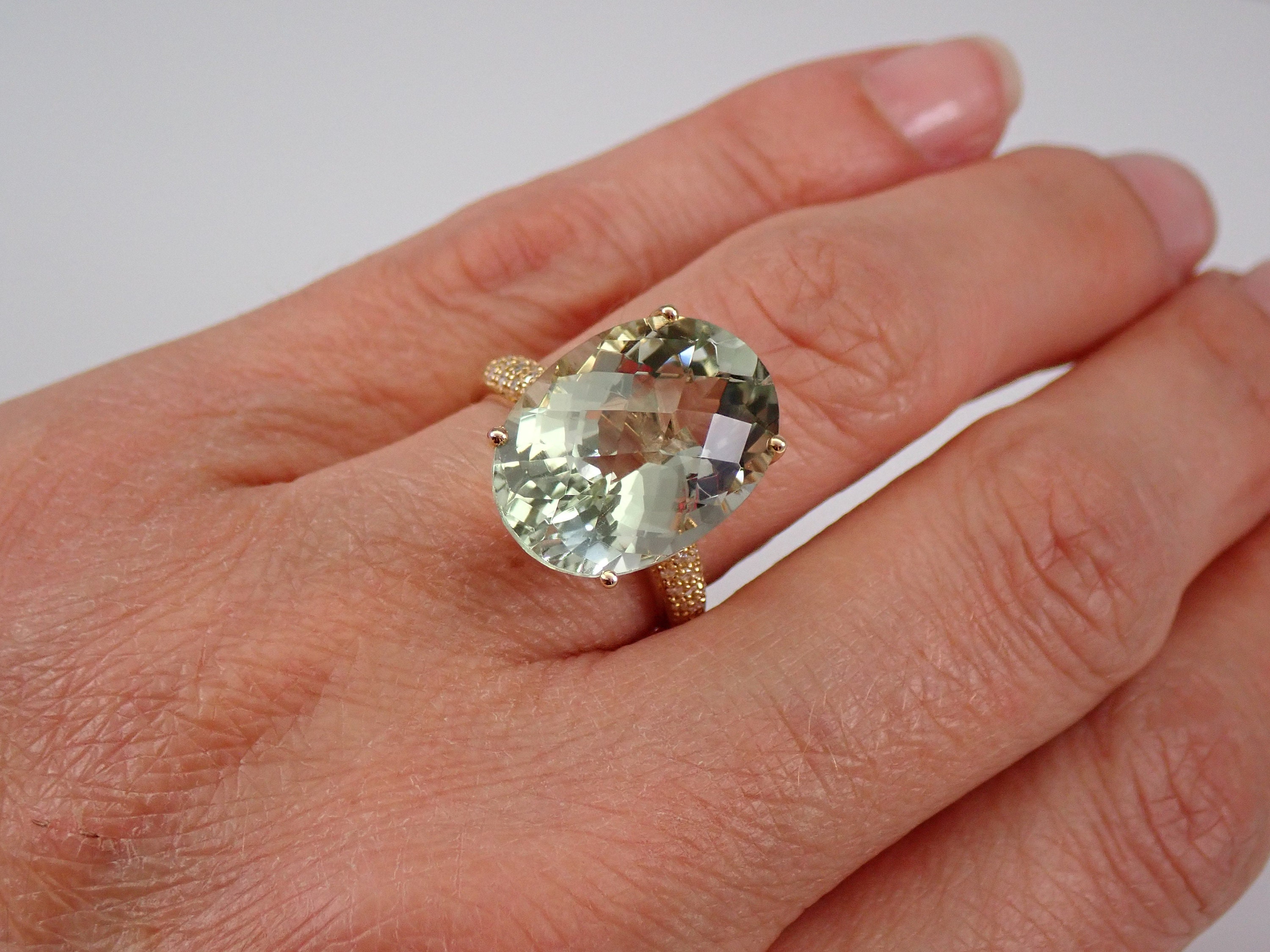 Prasiolite Ring Green Amethyst Ring Solid Gold Engagement Ring 14K ...