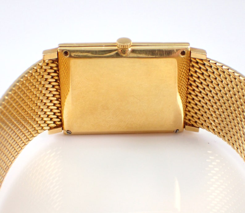 Vintage PIAGET 18K Yellow Gold Watch - Rectangular Unisex Wristwatch ...