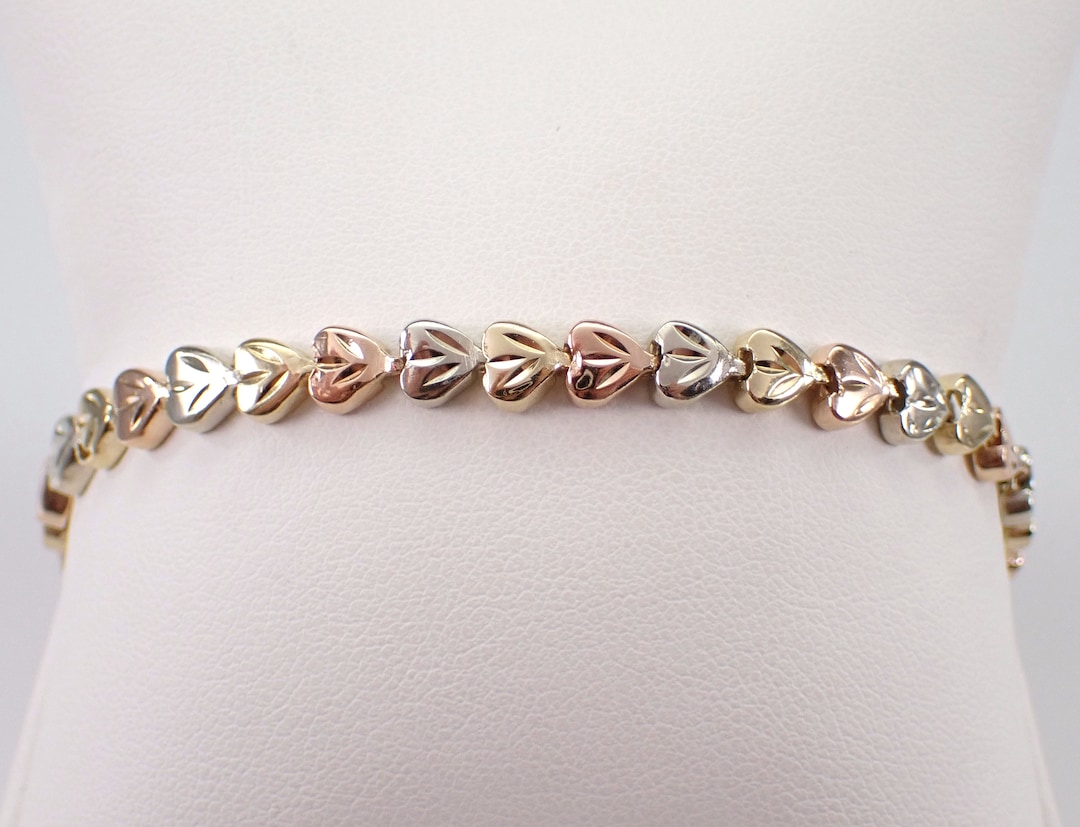 Tri color heart bracelet store