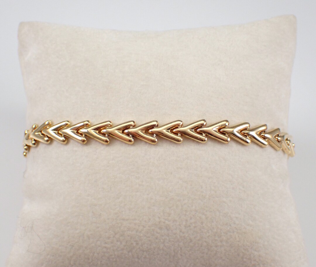 Vintage 14K Yellow Gold Chevron Link Bracelet - Unique Estate V Shape ...