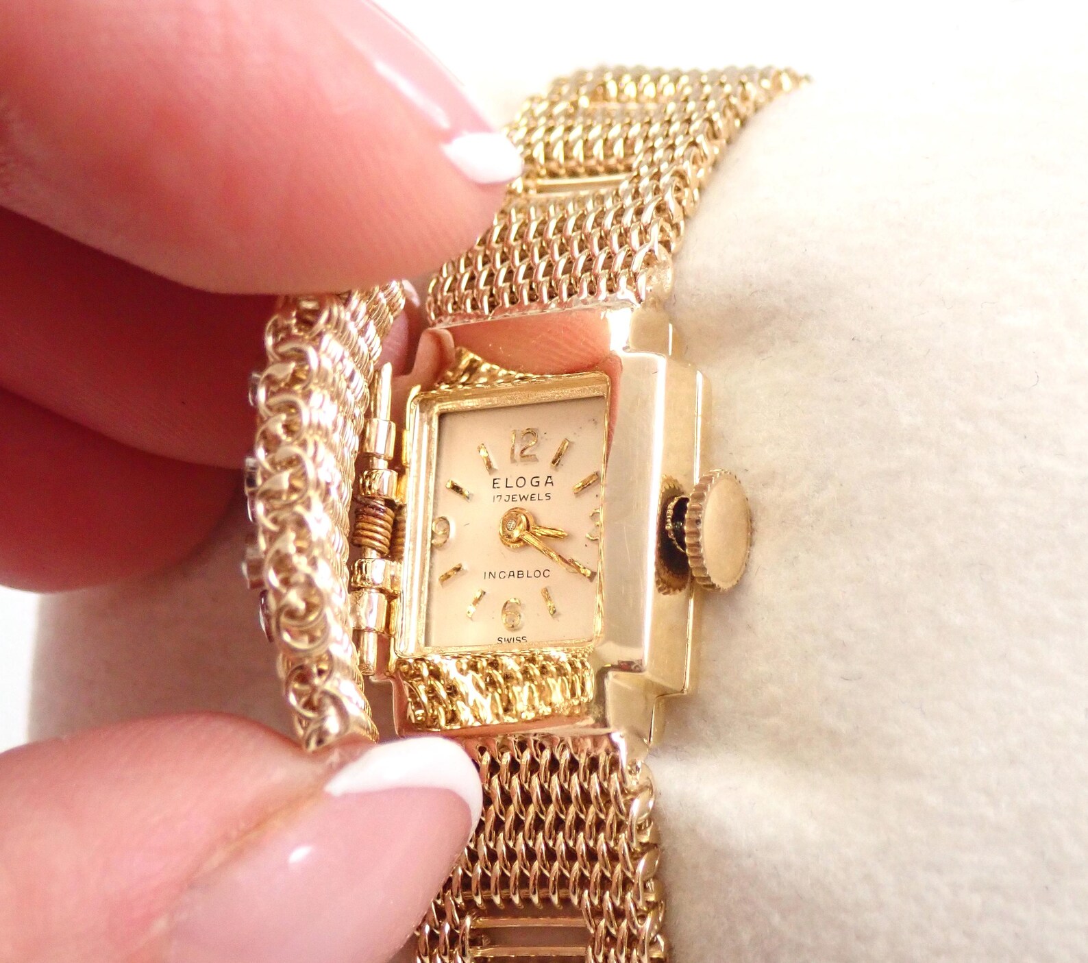 Antique Diamond Watch Bracelet - Vintage 14K Yellow Gold ELOGA ...
