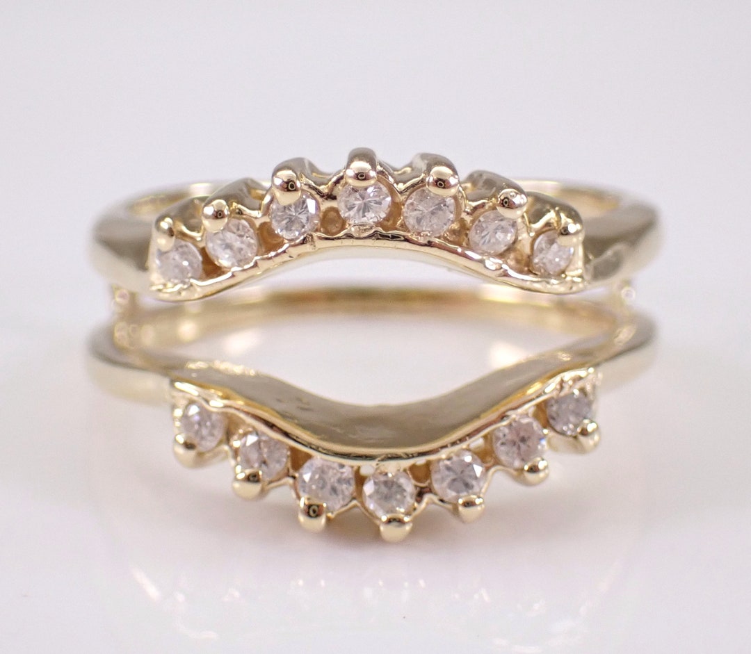 Vintage 14K Yellow Gold Diamond Insert Ring - Wedding Anniversary Guard ...