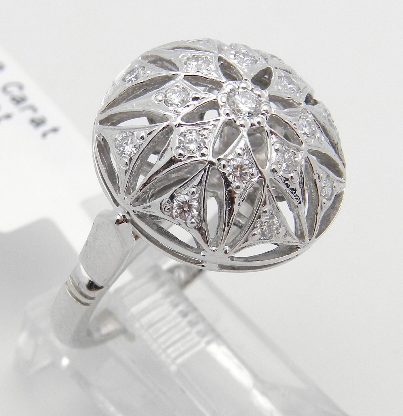 Diamond Snowflake Ring Cluster Ring Vintage Reproduction 14K White Gold ...