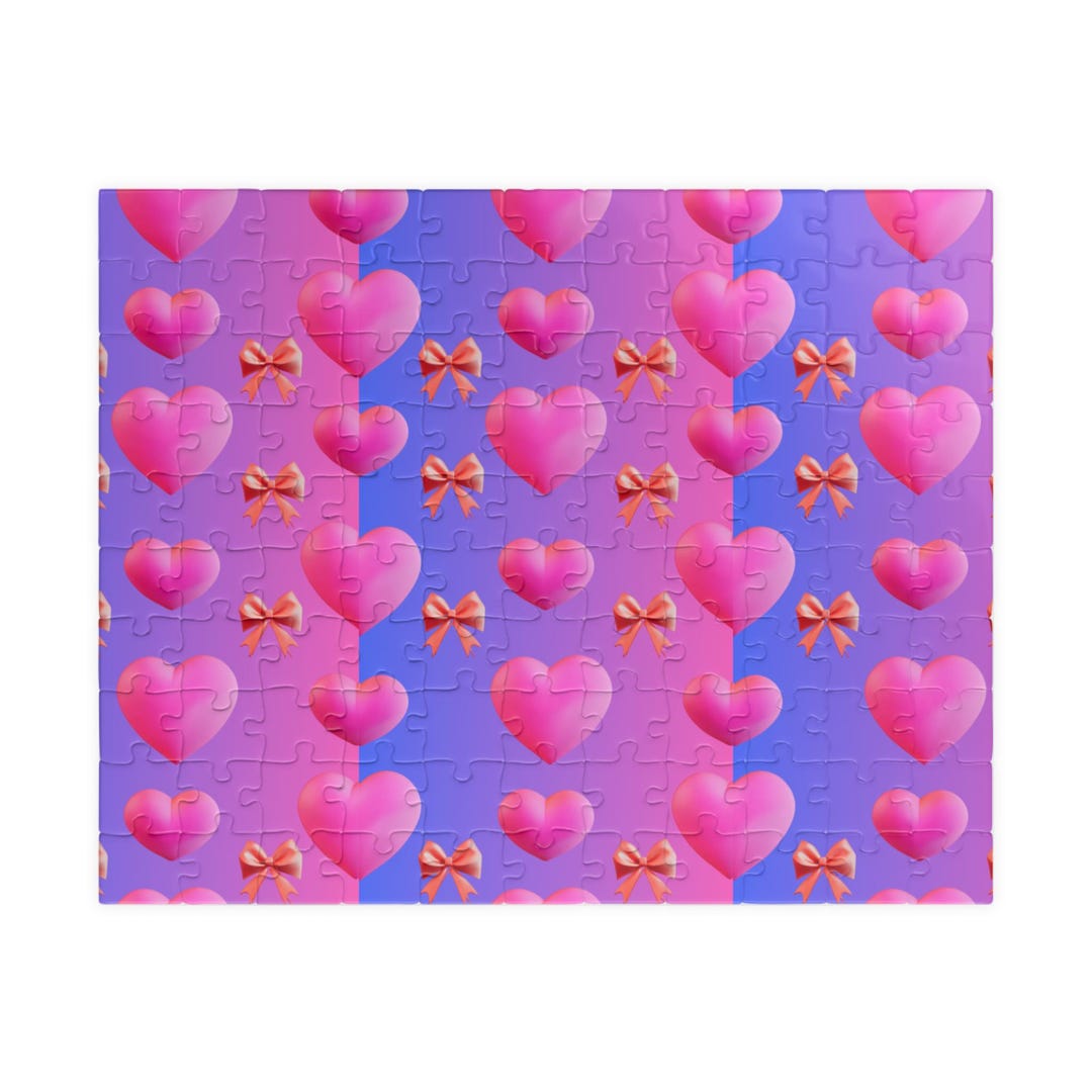Valentines Puzzle - Pink Heart Pattern Puzzle | Gradient Purple ...