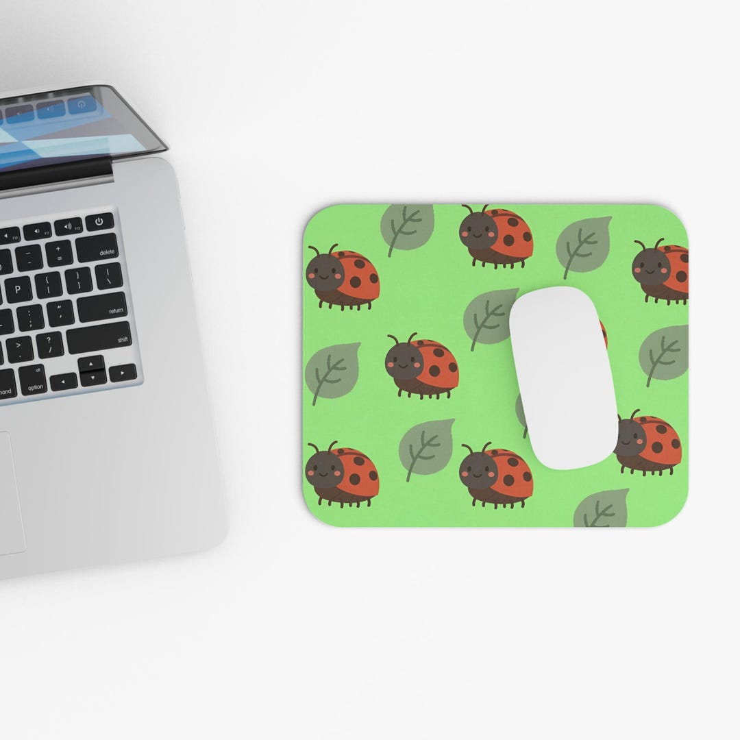 Ladybugs and Leaves Mouse Pad | Cute Rectangular Desk Mat - Etsy