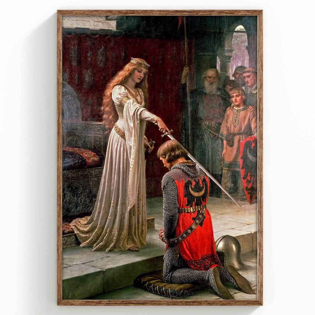 The Accolade Edmund Blair Leighton 1901 Art Poster Medieval Knighting ...