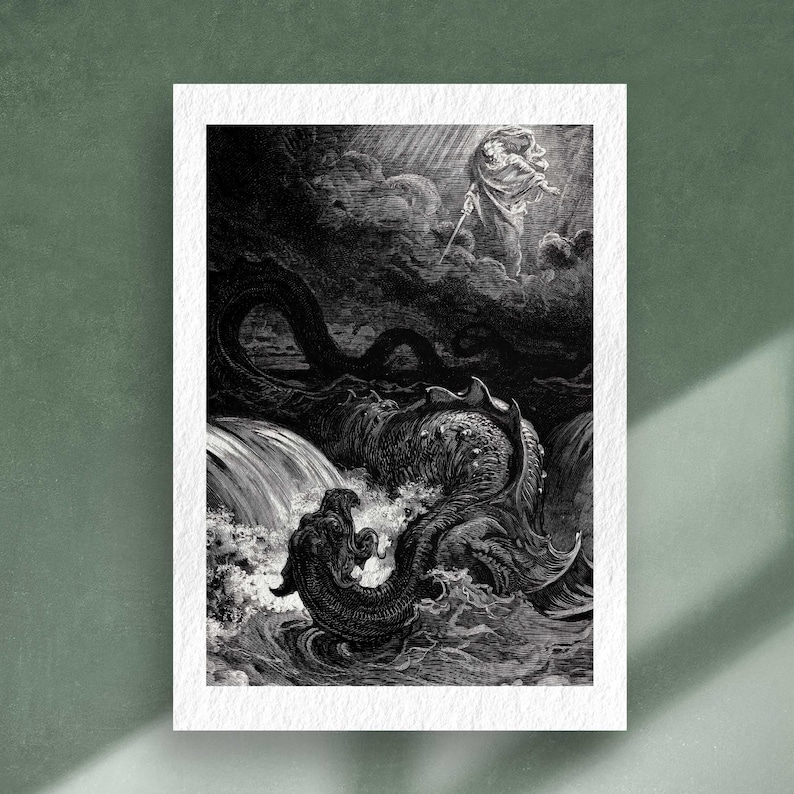 Destruction of Leviathan Gustave Dore Art Print Poster 1865 Woodcut ...
