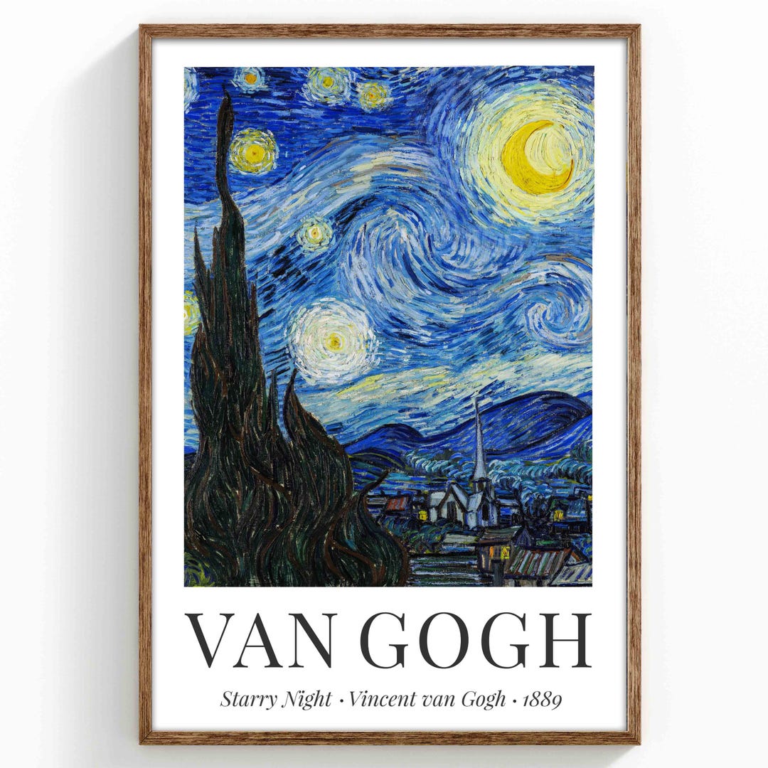 Vincent Van Gogh Starry Night Art Print Poster Post-impressionist Wall ...