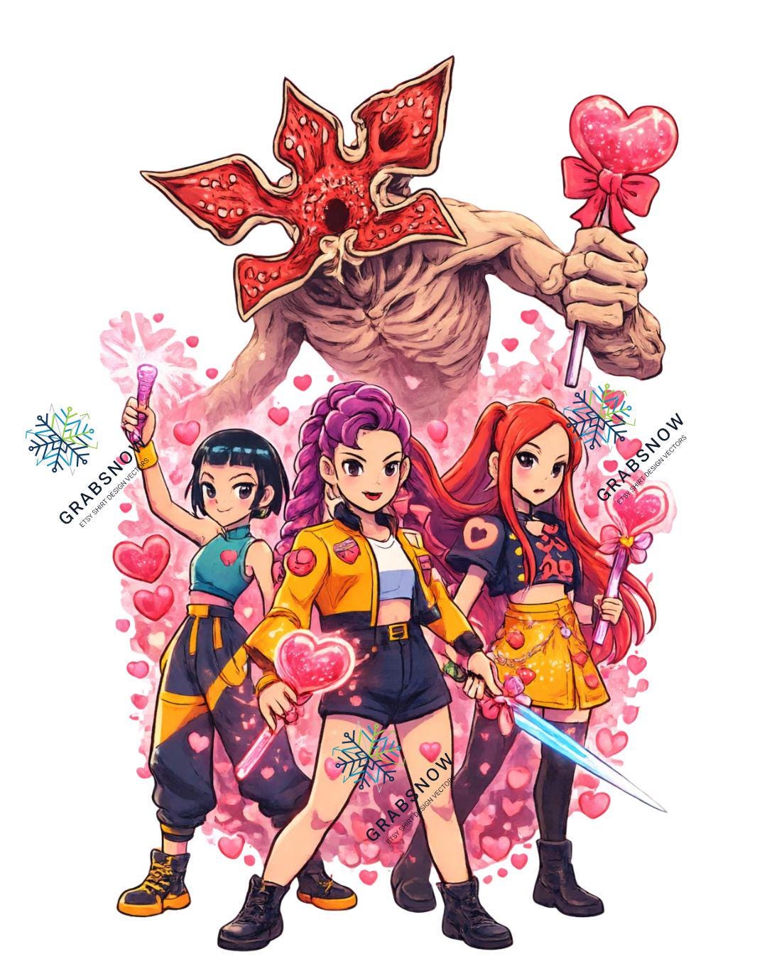Valentine Huntrix Anime Girl PNG, Stranger Valentine Monster Upside ...