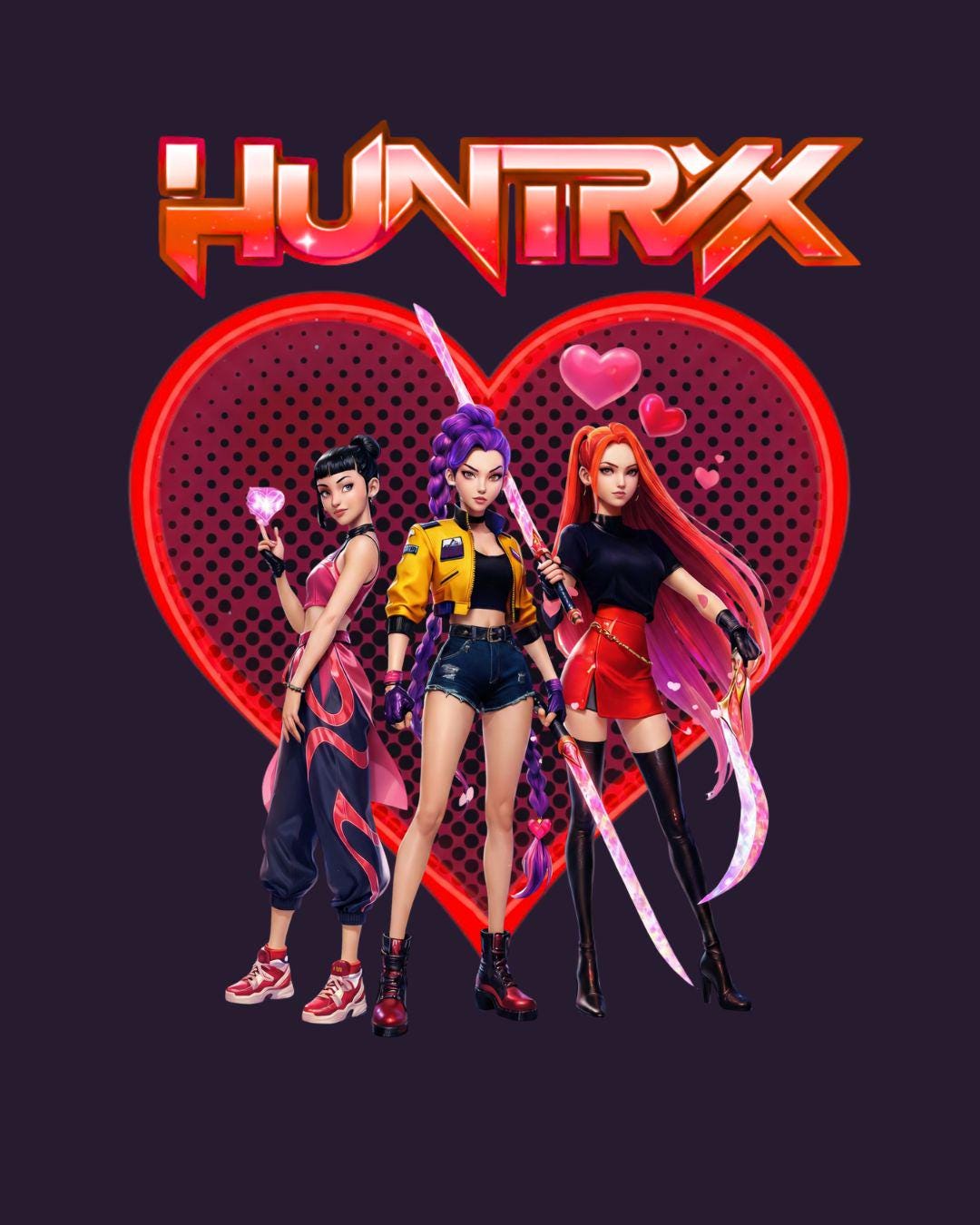 Huntrix Heart Shirt PNG, Anime Girl Hoodie Design, Huntrix Merch, Kpop ...